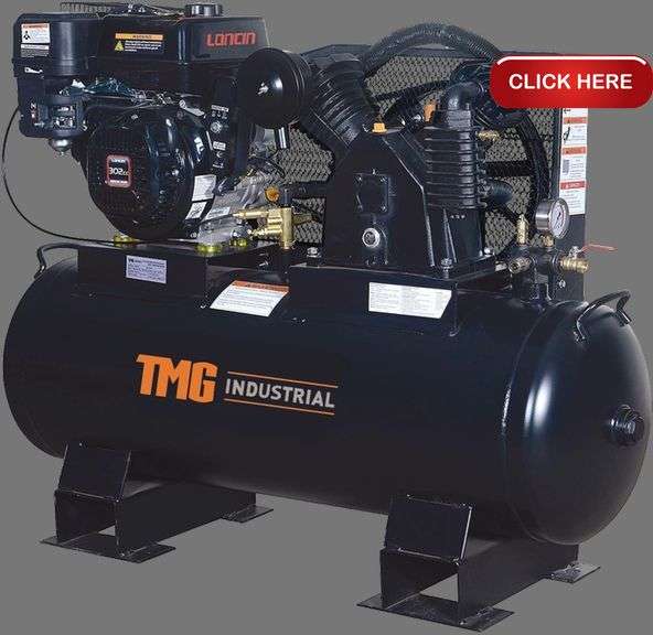 Tmg 40 gallon two stage air compressor ,gas - Rideau Auctions
