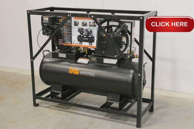 Tmg 40 gallon two stage air compressor , gas - Rideau Auctions