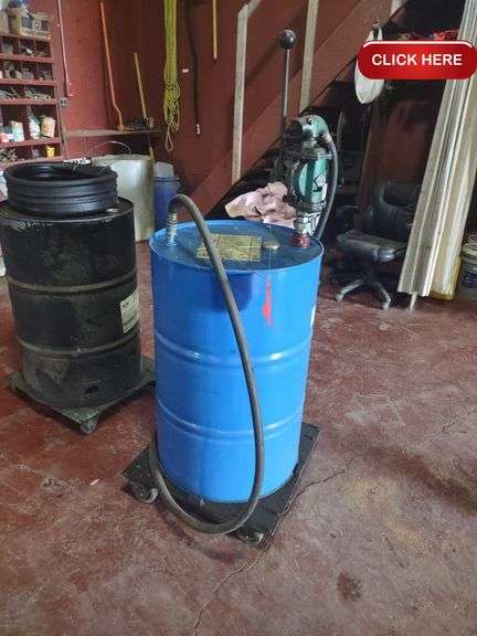 45 gallon steel drum and pump - Rideau Auctions