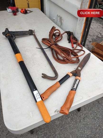Fiskars tools, crowbar, booster cables - Rideau Auctions