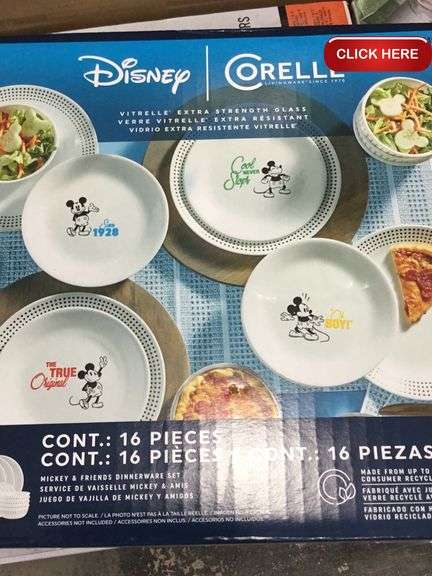 Disney Corelle Mickey & friends dinnerware set, 16pc - Rideau Auctions