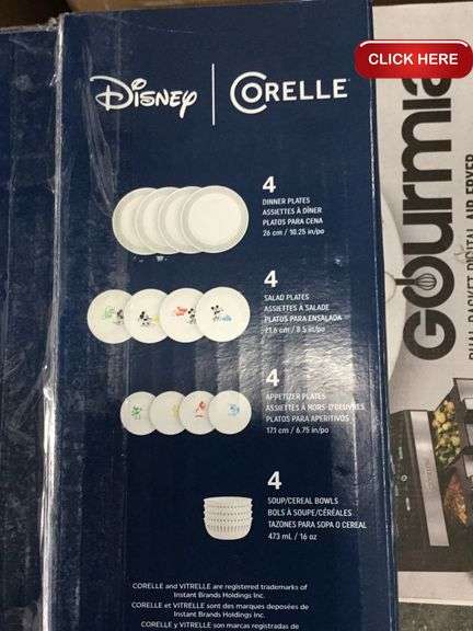 Disney Corelle Mickey & friends dinnerware set, 16pc - Rideau Auctions