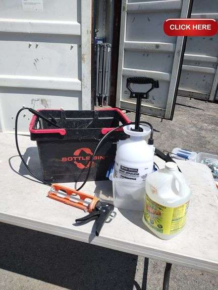 Bottle bin, sprayer, caulking gun, whip-it - Rideau Auctions