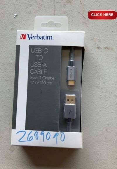 Verbatim usb-c to usb-a cable - Rideau Auctions