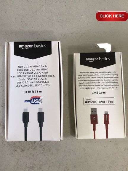 Amazon basics charging cables - USB-C 2.0 to USB-C, USB-A to lightning ...