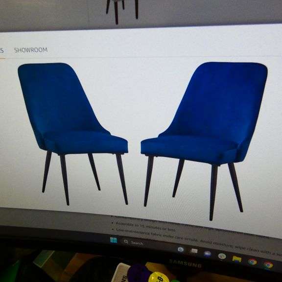 Rivet Modern Dining Chairs, Blue Fabric, 2 Pack (Heavy/Oversized) - Rio ...