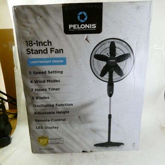 PELONIS 18 inch 5-Blade Oscillating Adjustable Standing Pedestal Fan ...