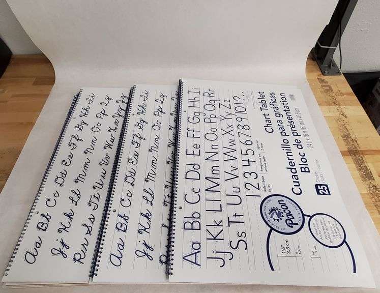 Pacon 4 Pack Unruled Cursive Cover Chart Tablet + 4 Pack Ruled Cursive ...