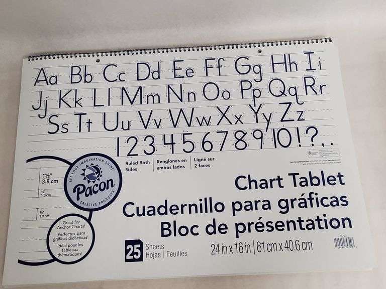 Pacon 4 Pack Unruled Cursive Cover Chart Tablet + 4 Pack Ruled Cursive ...