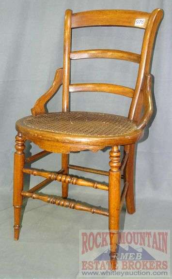 Victorian Ladder Back Chair with Hip Rails, Turned Spindles & Cane Seat ...