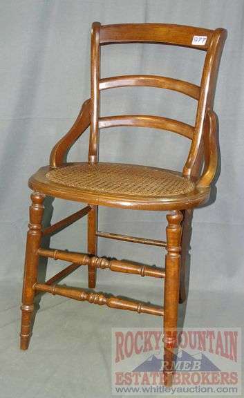 Victorian Ladder Back Chair with Hip Rails, Turned Spindles & Cane Seat ...