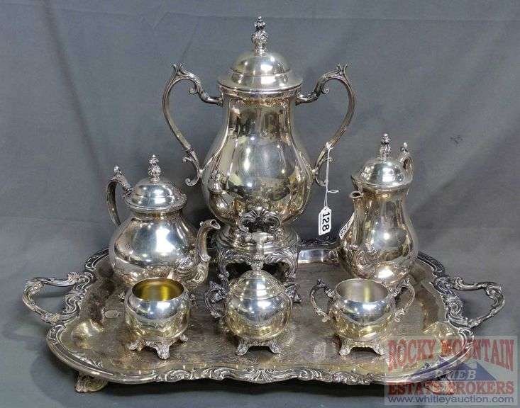 Massive Vintage Silverplate Coffee & Tea Service with large handled ...