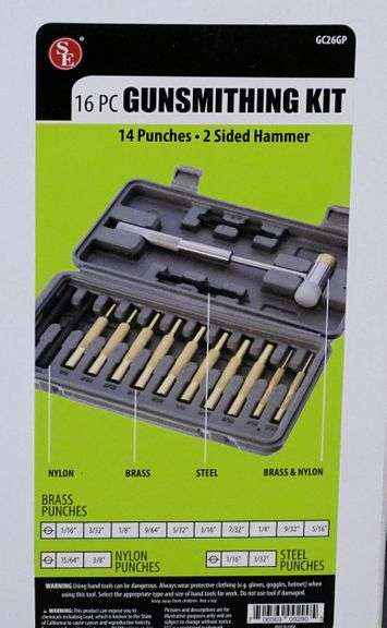 New 16 Piece Gunsmithing Punch Set with Assorted Brass, Steel & Nylon ...