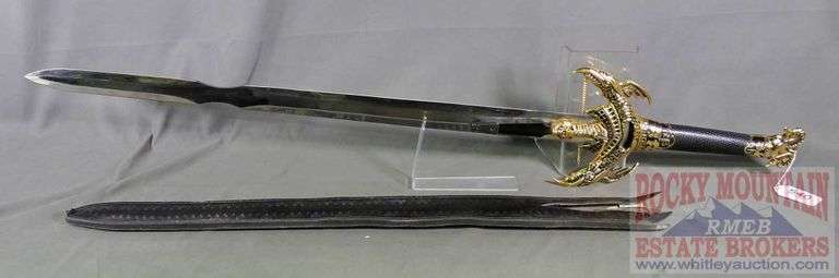 Massive 48" Sword with Bird's Head Brass Handles, 2 Removable 9 ...