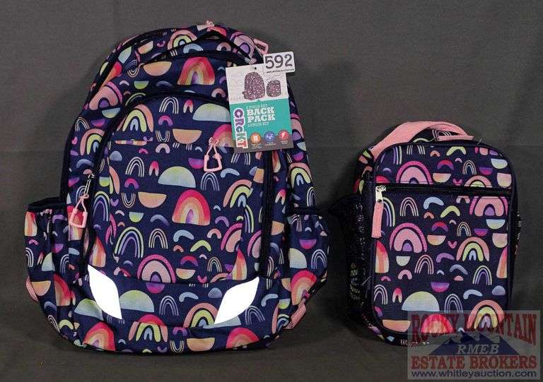 New 2 piece backpack & lunch box set with Tricot lined tablet pocket ...