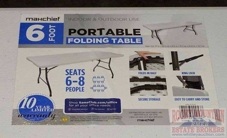 New Maxchief 6' portable folding table. - Rocky Mountain Estate Brokers ...