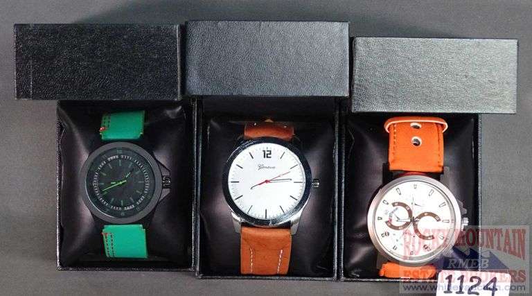 3 New men's Geneva watches with original boxes. 3 times the money ...