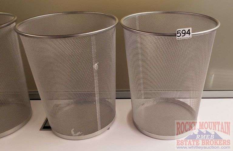 4 Silver Wire Mesh Trash Cans. - Rocky Mountain Estate Brokers Inc.
