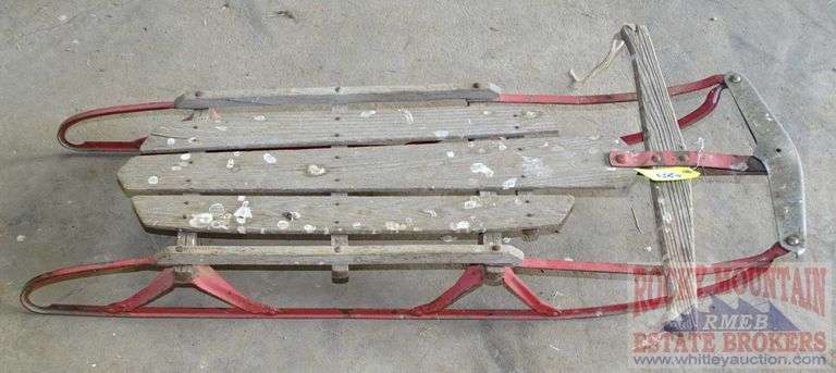 Vintage Wood & Metal Sled. - Rocky Mountain Estate Brokers Inc.