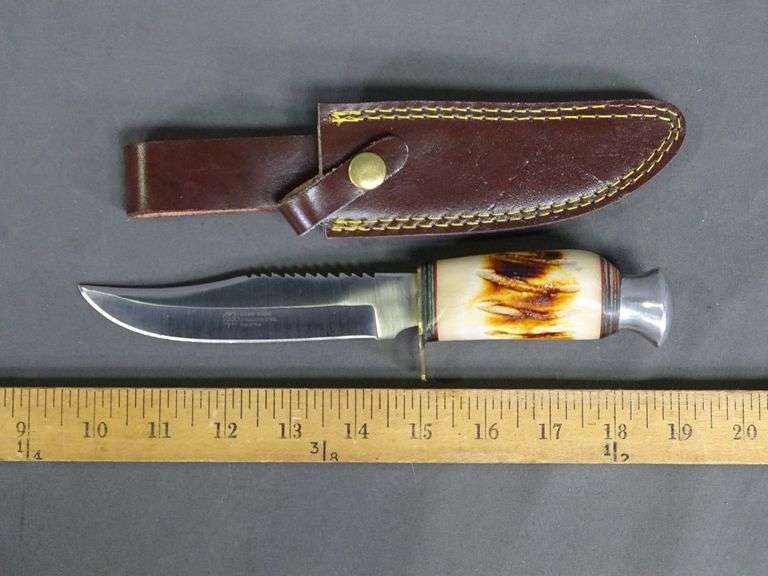 10" Hunting Knife W/ Bone Handle. - Rocky Mountain Estate Brokers Inc.