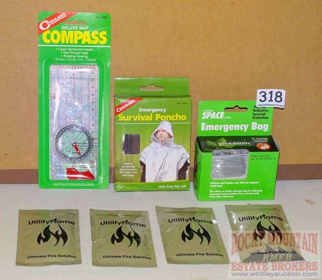 New Emergency Survival Poncho, Emergency Bag, Deluxe Map Compass ...