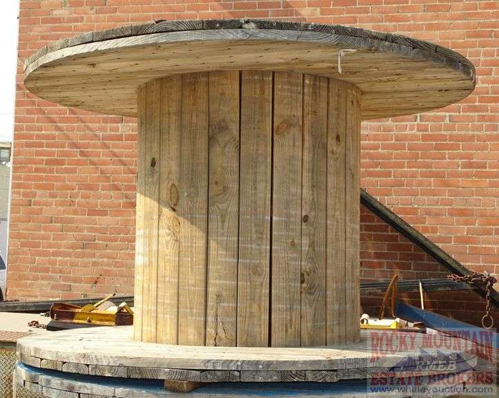 52"X84" Large Wooden Spool. - Rocky Mountain Estate Brokers Inc.