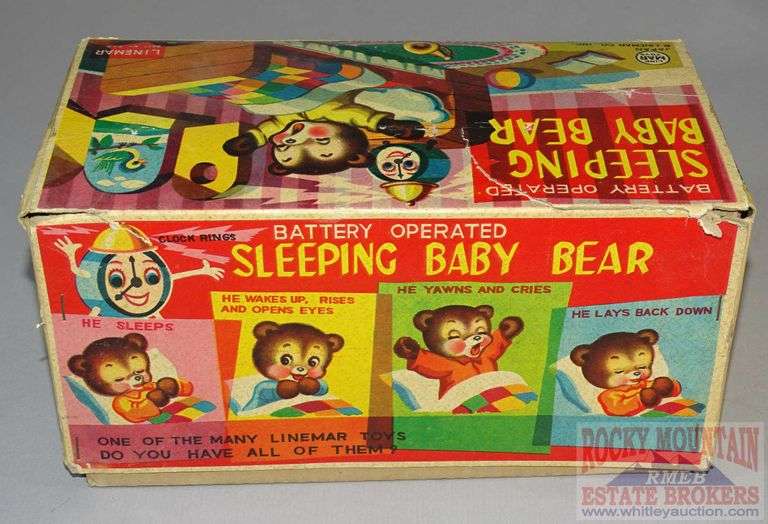 Linemar - Marx Vintage 1950's Sleeping Baby Bear Battery Operated Tin ...