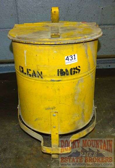 Yellow Metal "Clean Rags" Step on Container. - Rocky Mountain Estate ...