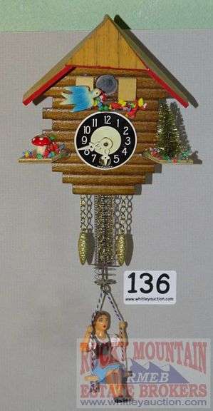 Cool Vintage German Miniature 2-Weight Cuckoo Clock with Bouncing Lady ...