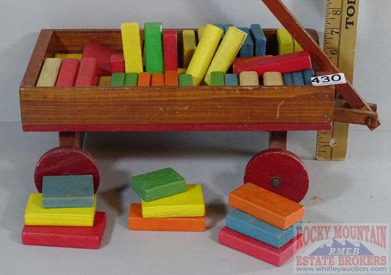 Vintage Wooden Wagon with Multi-Color Blocks. This might keep them ...