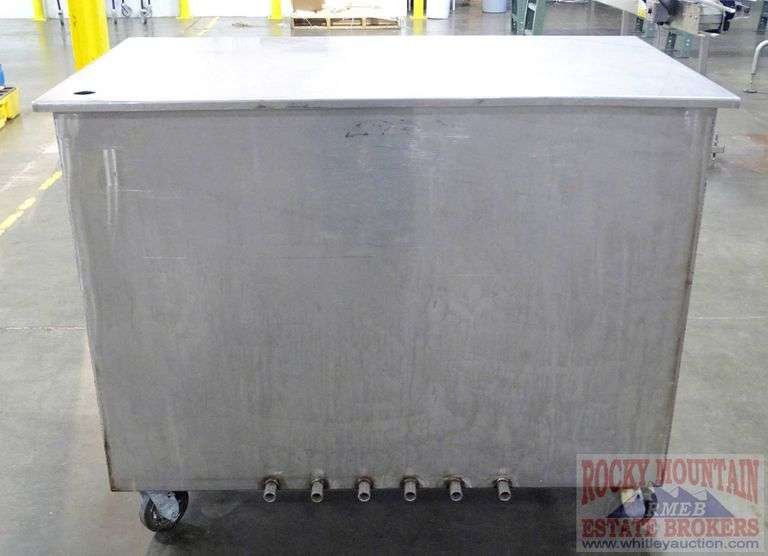 Large stainless steel commercial grade rolling bin with removable lid ...