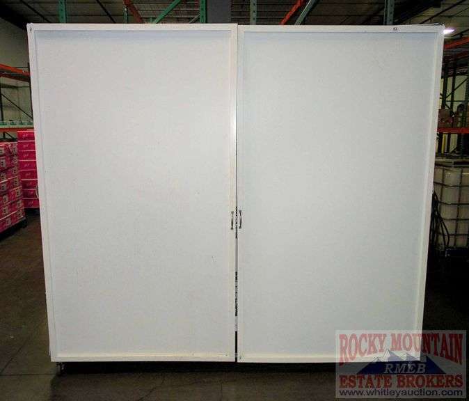 Uline heavy duty adjustable shelving unit on wheels enclosed in ...