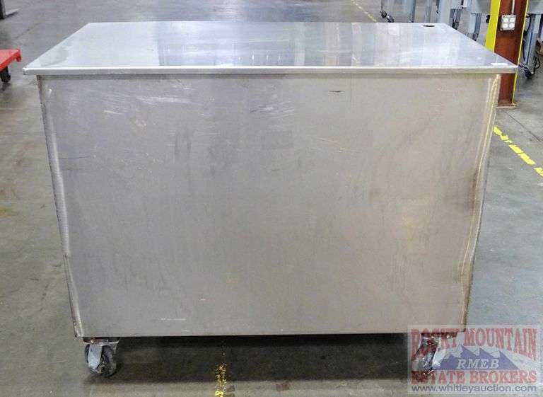 Large stainless steel commercial grade rolling bin with removable lid ...