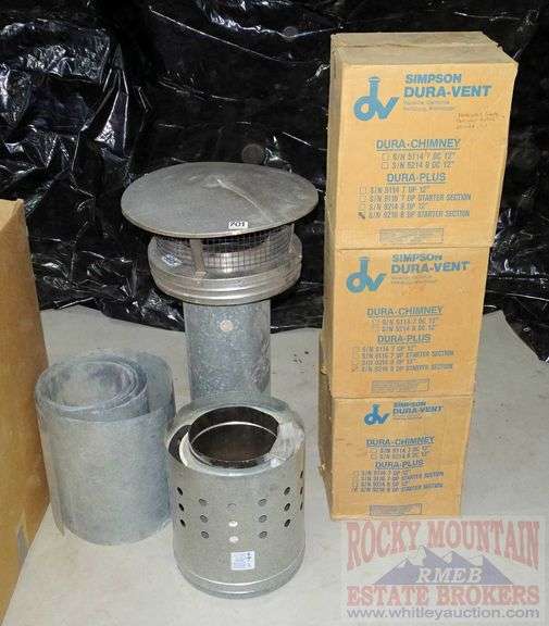 4 pieces of Dura-Vent Dura-Plus vent pipe, roof cap & flashing. All for ...