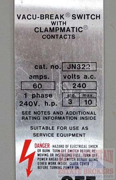 Gould Cat.# JN322 Vacu-Break safety switch with Clampmatic contacts ...
