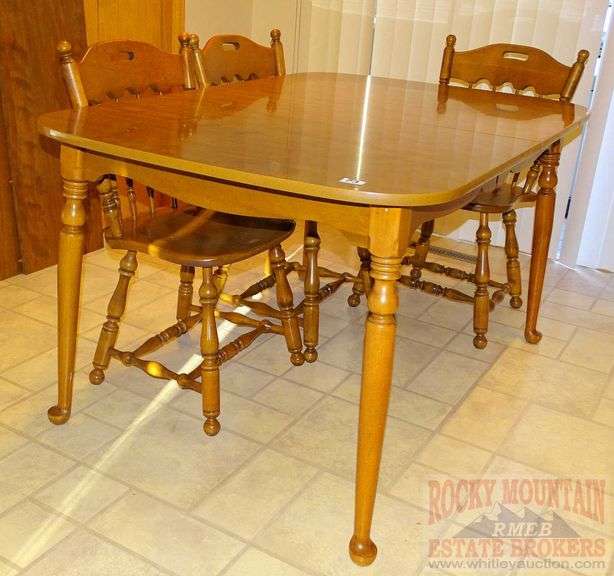 High quality vintage Ethan Allen Hard Rock maple dining set with table ...