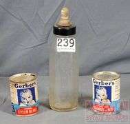 2 vintage Gerber baby food cans & Evenflo glass baby bottle. All for ...