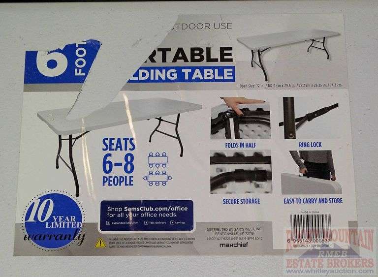 New Maxchief 6' fold-in-half folding table. - Rocky Mountain Estate ...