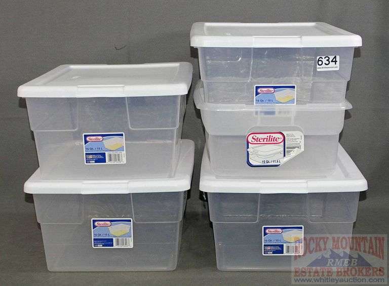 5 16-quart storage containers with 4 lids. All for one money. - Rocky ...