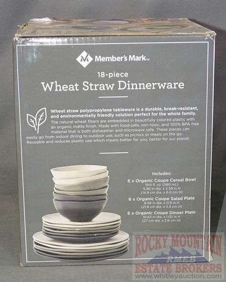 New Member's Mark 18-piece, break-resistant Wheat Straw Dinnerware set ...