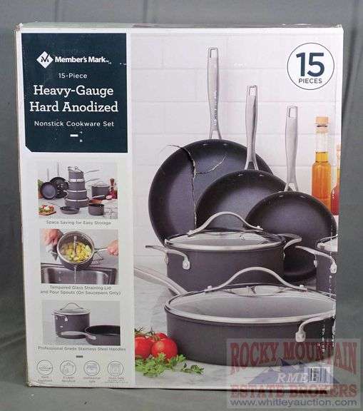 New Member's Mark 15-piece heavy-gauge, hard-anodized nonstick cookware ...