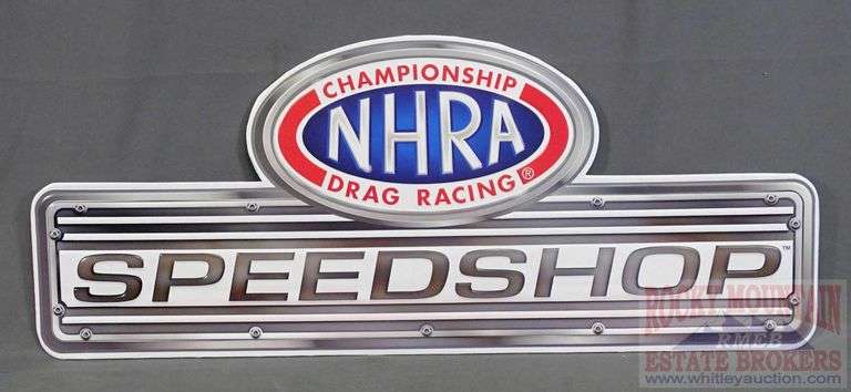Large heavy embossed tin "NHRA" drag racing sign. 10"X5". - Rocky ...