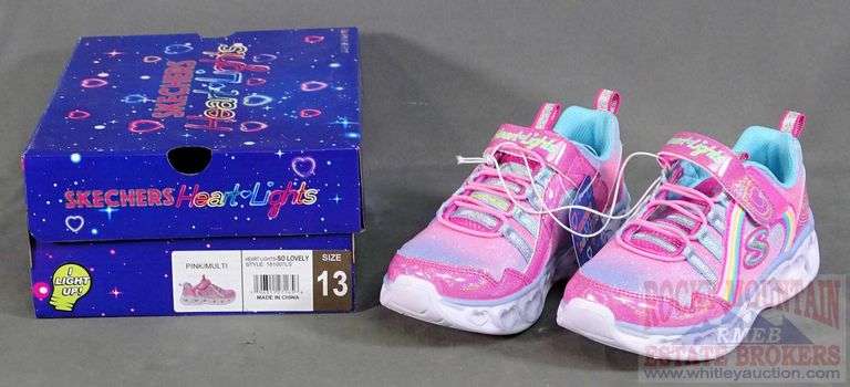 New Skechers "Heart Lights - So Lovely" girl's tennis shoes with light ...