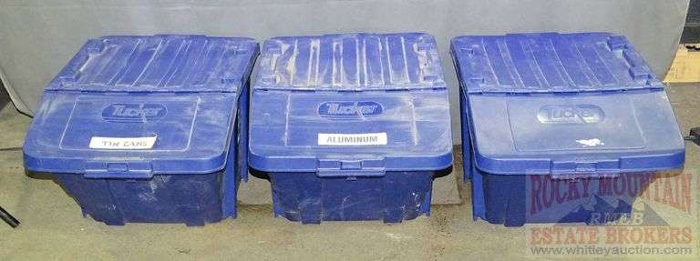 3 Tucker stackable recycle bins with lids. Each bin is 12"X16"X25". 3 ...