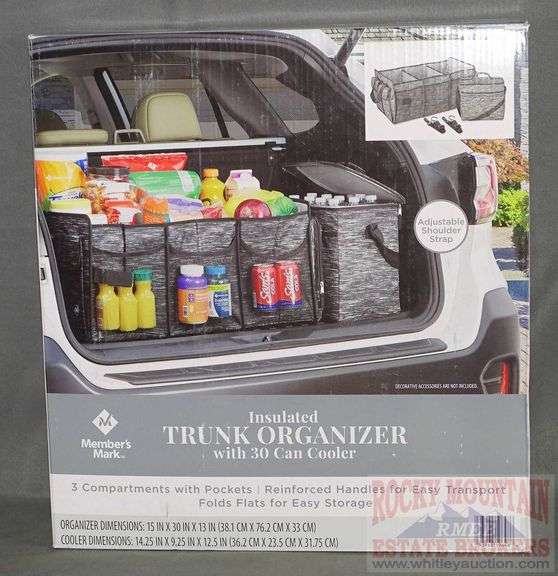 New Insulated Grey Trunk Organizer with 30 can cooler, 3 compartments ...