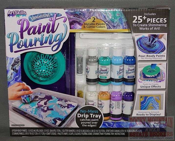 New ArtSkills Shimmering Paint Pouring with metallic paints and glitter ...
