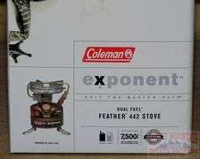 Coleman Exponent Feather 442 dual fuel camp stove. This appears to be ...