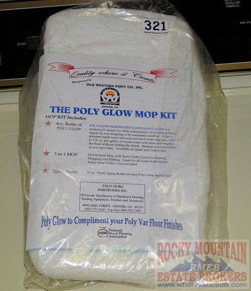 Poly Glow hardwood floor mop kit. - Rocky Mountain Estate Brokers Inc.