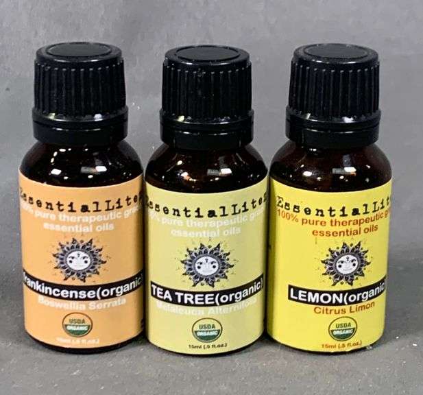 3 New .5 Oz Bottles of Frankincense, Lemon & Tea Tree Essential oils ...