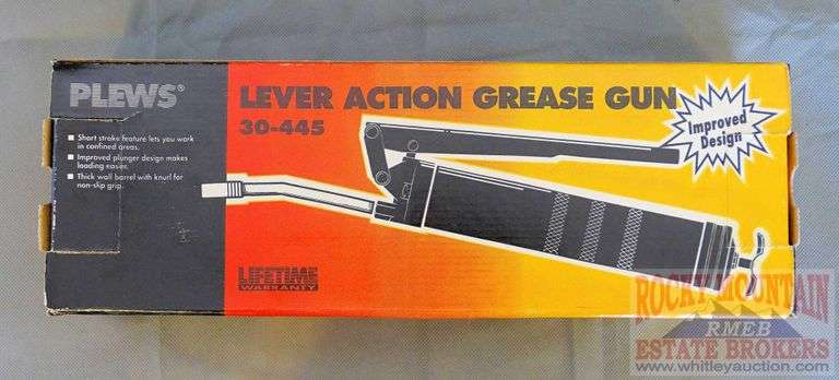 Plews grease gun, appears new. - Rocky Mountain Estate Brokers Inc.